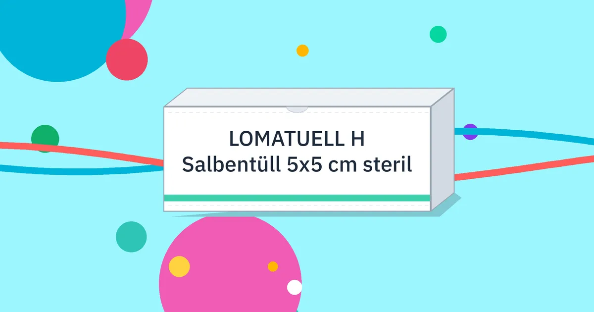 Symbolbild: Packung mit der Aufschrift LOMATUELL H Salbentüll 5x5 cm steril (PZN 15998814) – Verfügbarkeit und Bezug in Apotheken in Frankfurt am Main