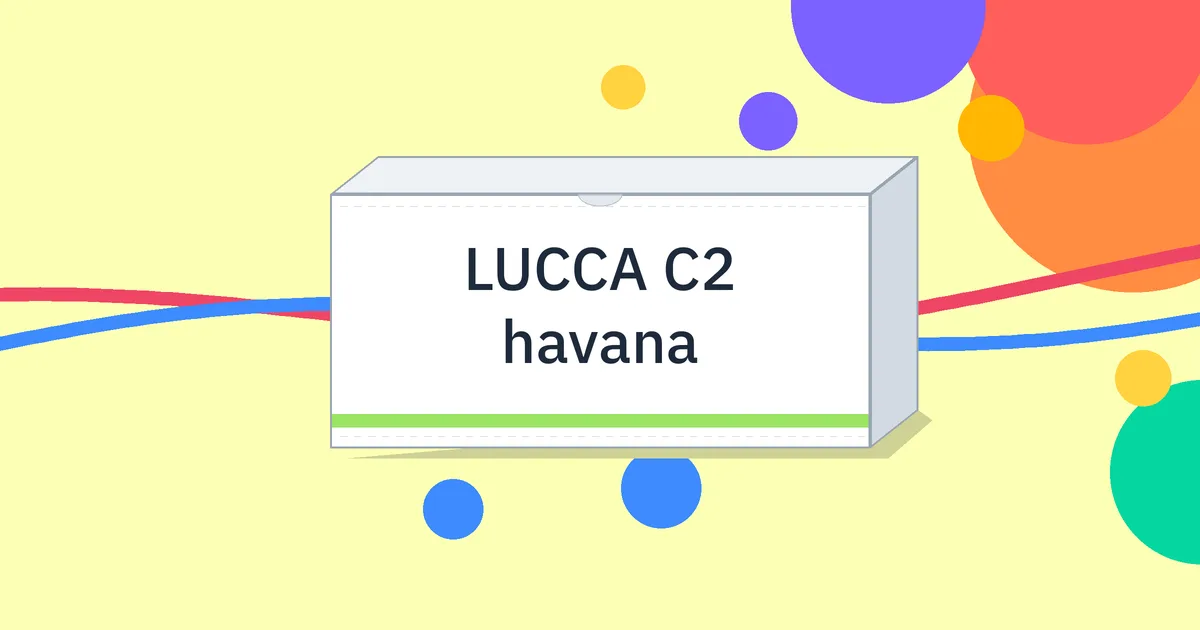 Symbolbild: Packung mit der Aufschrift LUCCA C2 havana (PZN 20220672) – Verfügbarkeit und Bezug in Apotheken in Frankfurt am Main
