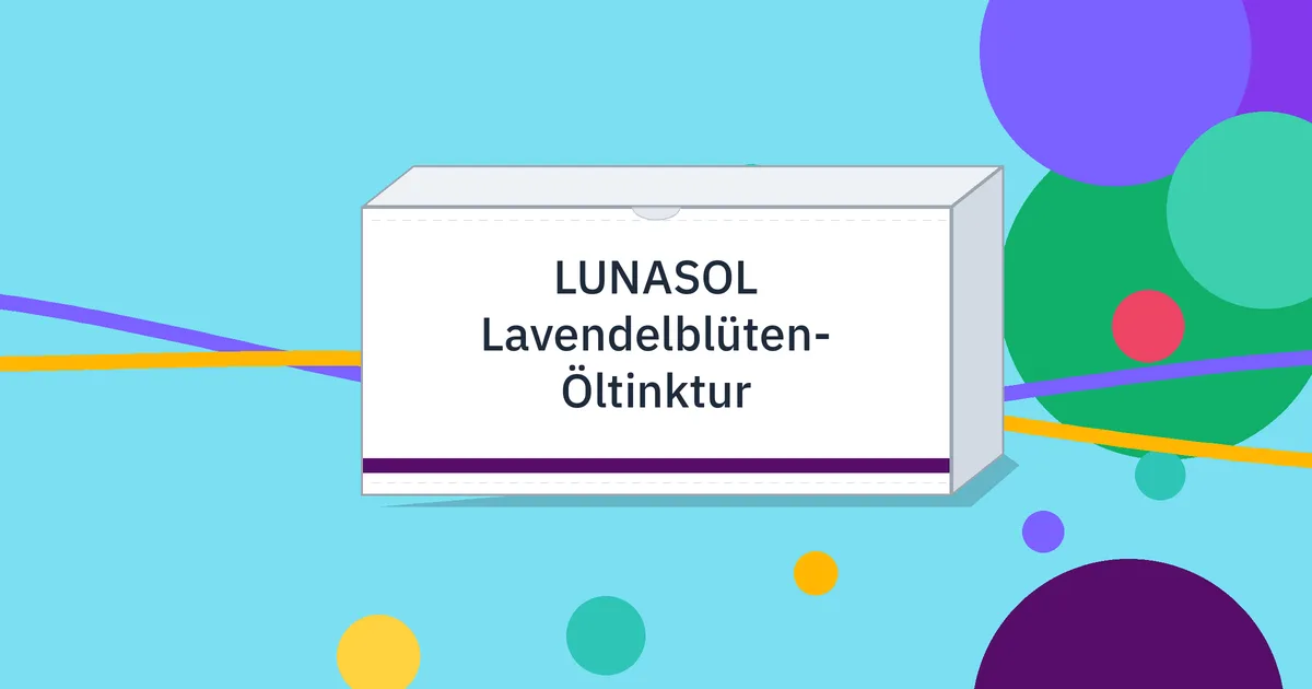 Symbolbild: Packung mit der Aufschrift LUNASOL Lavendelblüten-Öltinktur (PZN 19755758) – Verfügbarkeit und Bezug in Apotheken in Frankfurt am Main