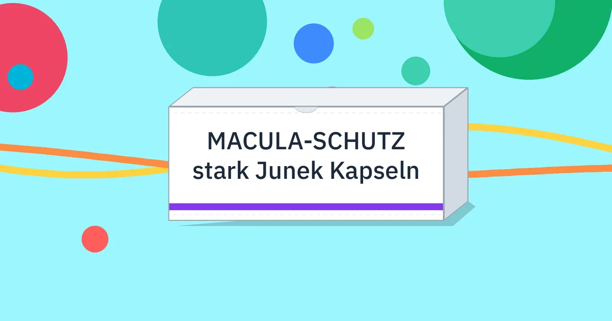 Symbolbild: Packung mit der Aufschrift MACULA-SCHUTZ stark Junek Kapseln (PZN 05529254) – Verfügbarkeit und Bezug in Apotheken in Frankfurt am Main