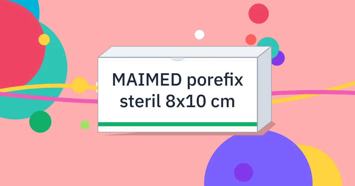Symbolbild: Packung mit der Aufschrift MAIMED porefix steril 8x10 cm (PZN 15565127) – Verfügbarkeit und Bezug in Apotheken in Frankfurt am Main