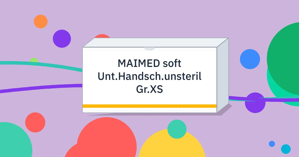 Symbolbild: Packung mit der Aufschrift MAIMED soft Unt.Handsch.unsteril Gr.XS (PZN 02074439) – Verfügbarkeit und Bezug in Apotheken in Frankfurt am Main