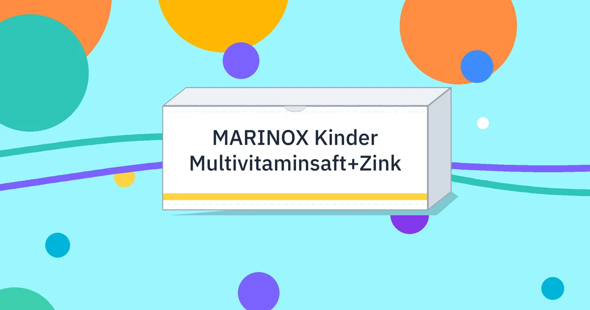 Symbolbild: Packung mit der Aufschrift MARINOX Kinder Multivitaminsaft+Zink (PZN 10843863) – Verfügbarkeit und Bezug in Apotheken in Frankfurt am Main