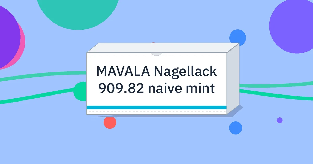 Symbolbild: Packung mit der Aufschrift MAVALA Nagellack 909.82 naive mint (PZN 15417734) – Verfügbarkeit und Bezug in Apotheken in Frankfurt am Main