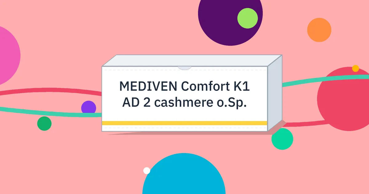 Symbolbild: Packung mit der Aufschrift MEDIVEN Comfort K1 AD 2 cashmere o.Sp. (PZN 14658275) – Verfügbarkeit und Bezug in Apotheken in Frankfurt am Main