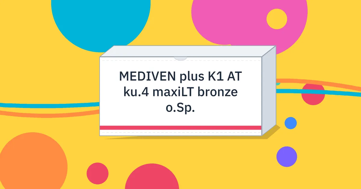 Symbolbild: Packung mit der Aufschrift MEDIVEN plus K1 AT ku.4 maxiLT bronze o.Sp. (PZN 15069693) – Verfügbarkeit und Bezug in Apotheken in Frankfurt am Main