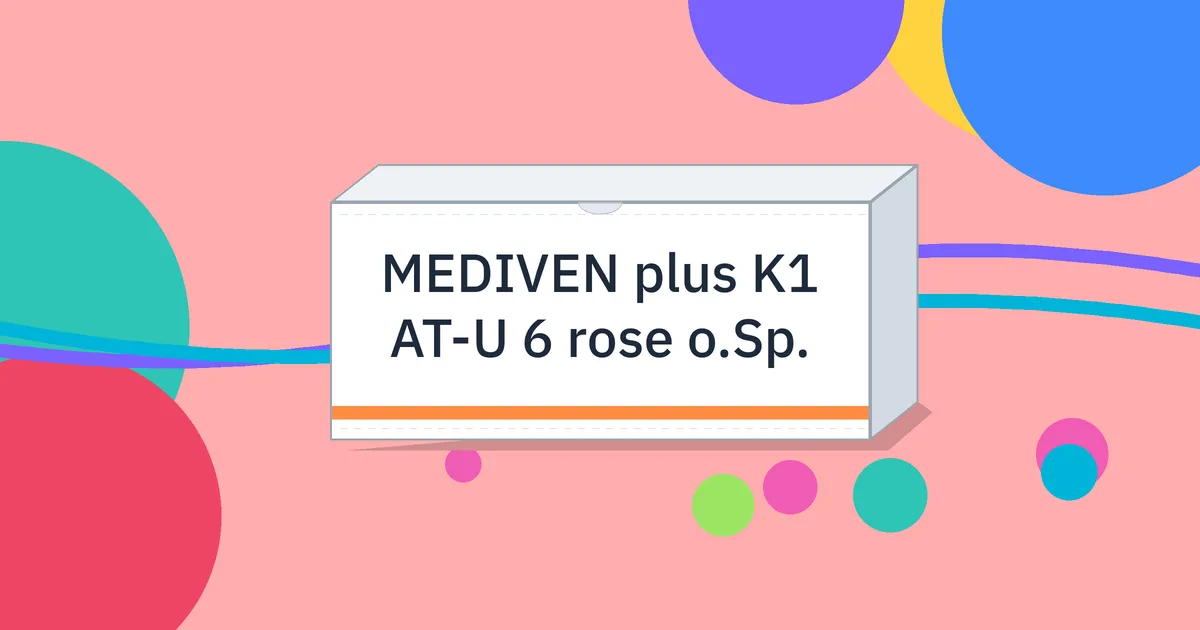 Symbolbild: Packung mit der Aufschrift MEDIVEN plus K1 AT-U 6 rose o.Sp. (PZN 15030544) – Verfügbarkeit und Bezug in Apotheken in Frankfurt am Main