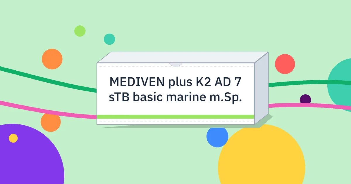 Symbolbild: Packung mit der Aufschrift MEDIVEN plus K2 AD 7 sTB basic marine m.Sp. (PZN 15095124) – Verfügbarkeit und Bezug in Apotheken in Frankfurt am Main