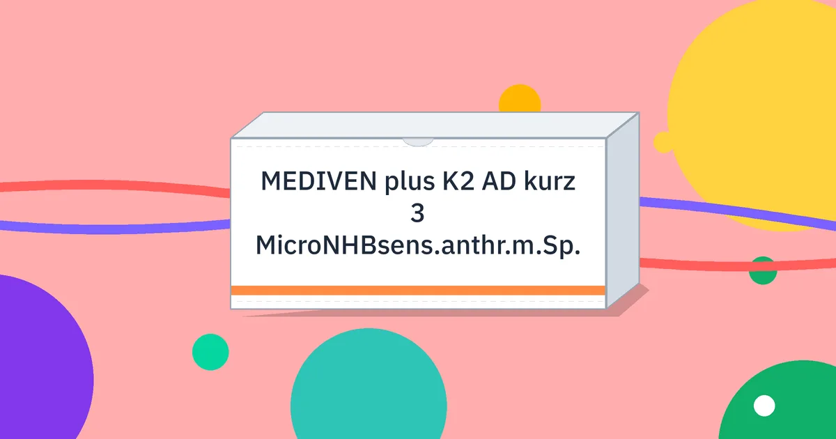 Symbolbild: Packung mit der Aufschrift MEDIVEN plus K2 AD kurz 3 MicroNHBsens.anthr.m.Sp. (PZN 15933482) – Verfügbarkeit und Bezug in Apotheken in Frankfurt am Main