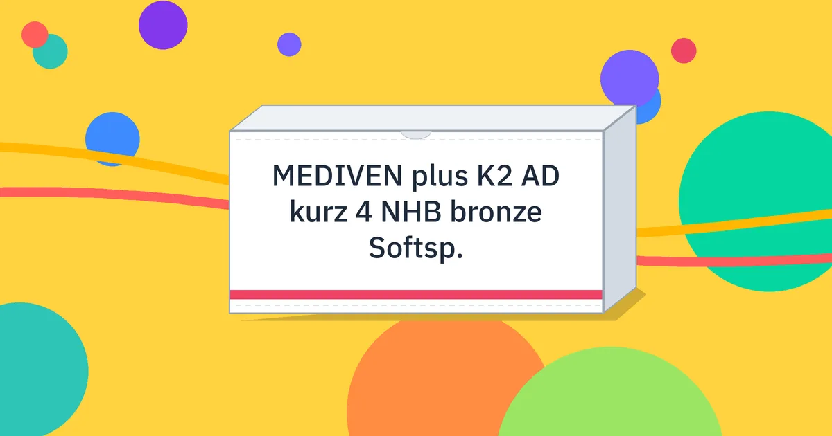 Symbolbild: Packung mit der Aufschrift MEDIVEN plus K2 AD kurz 4 NHB bronze Softsp. (PZN 15925689) – Verfügbarkeit und Bezug in Apotheken in Frankfurt am Main