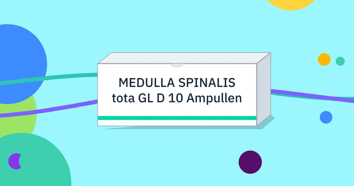 Symbolbild: Packung mit der Aufschrift MEDULLA SPINALIS tota GL D 10 Ampullen (PZN 03356252) – Verfügbarkeit und Bezug in Apotheken in Frankfurt am Main