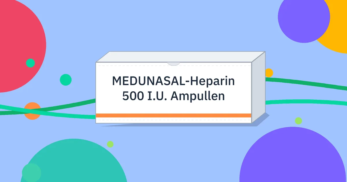 Symbolbild: Packung mit der Aufschrift MEDUNASAL-Heparin 500 I.U. Ampullen (PZN 17384499) – Verfügbarkeit und Bezug in Apotheken in Frankfurt am Main