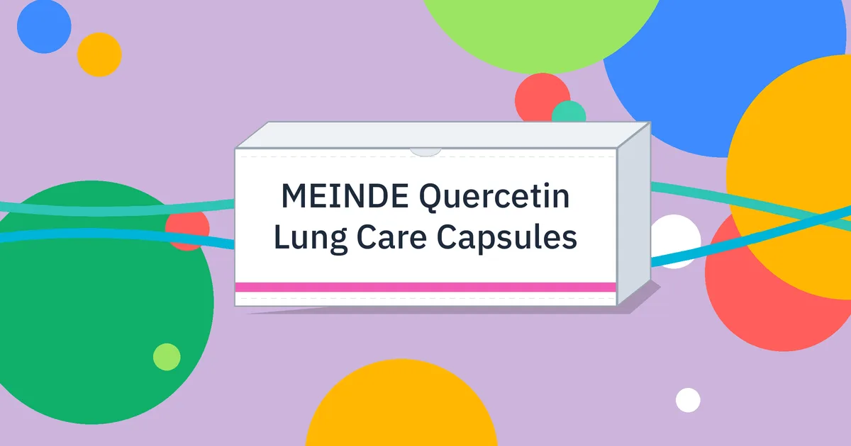 Symbolbild: Packung mit der Aufschrift MEINDE Quercetin Lung Care Capsules (PZN 20103239) – Verfügbarkeit und Bezug in Apotheken in Frankfurt am Main