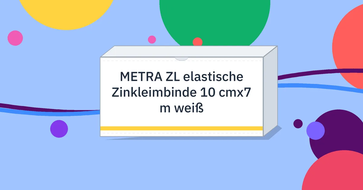 Symbolbild: Packung mit der Aufschrift METRA ZL elastische Zinkleimbinde 10 cmx7 m weiß (PZN 19187691) – Verfügbarkeit und Bezug in Apotheken in Frankfurt am Main
