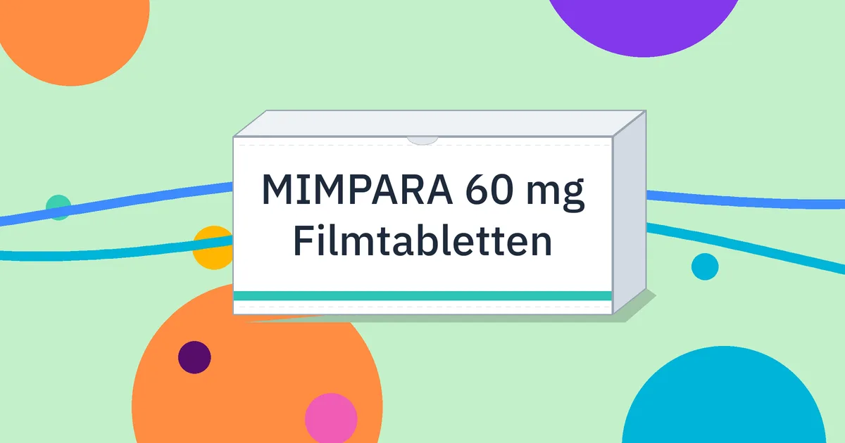 Symbolbild: Packung mit der Aufschrift MIMPARA 60 mg Filmtabletten (PZN 16926857) – Verfügbarkeit und Bezug in Apotheken in Frankfurt am Main