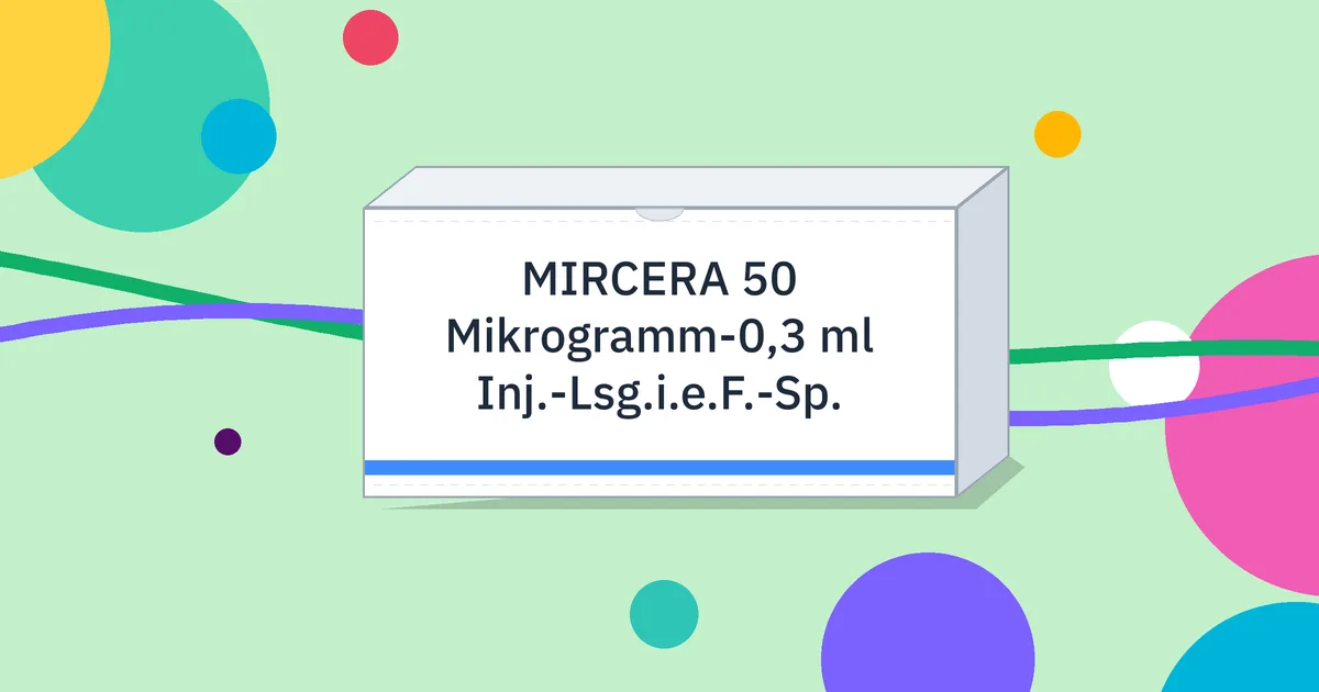 Symbolbild: Packung mit der Aufschrift MIRCERA 50 Mikrogramm-0,3 ml Inj.-Lsg.i.e.F.-Sp. (PZN 10400083) – Verfügbarkeit und Bezug in Apotheken in Frankfurt am Main