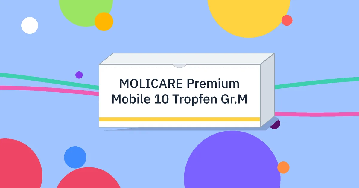 Symbolbild: Packung mit der Aufschrift MOLICARE Premium Mobile 10 Tropfen Gr.M (PZN 17936639) – Verfügbarkeit und Bezug in Apotheken in Frankfurt am Main