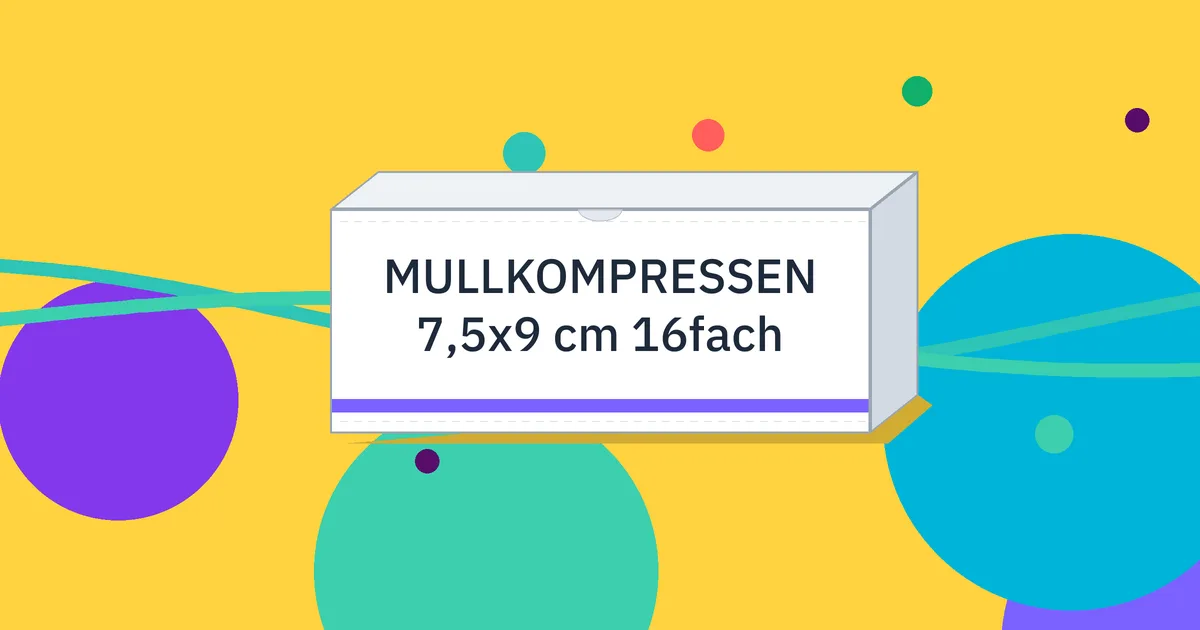 Symbolbild: Packung mit der Aufschrift MULLKOMPRESSEN 7,5x9 cm 16fach (PZN 02685025) – Verfügbarkeit und Bezug in Apotheken in Frankfurt am Main