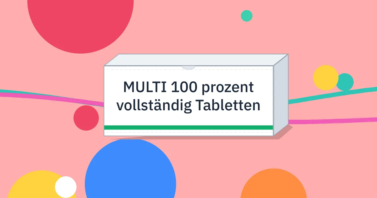 Symbolbild: Packung mit der Aufschrift MULTI 100 prozent vollständig Tabletten (PZN 18225314) – Verfügbarkeit und Bezug in Apotheken in Frankfurt am Main