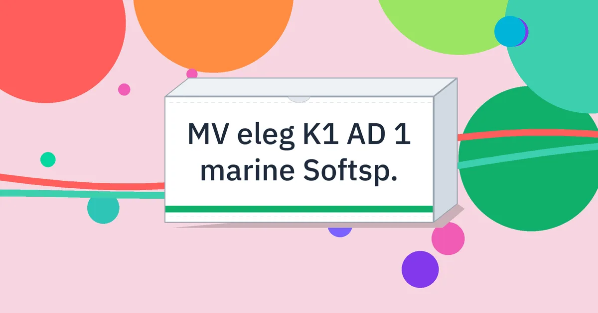 Symbolbild: Packung mit der Aufschrift MV eleg K1 AD 1 marine Softsp. (PZN 14583755) – Verfügbarkeit und Bezug in Apotheken in Frankfurt am Main