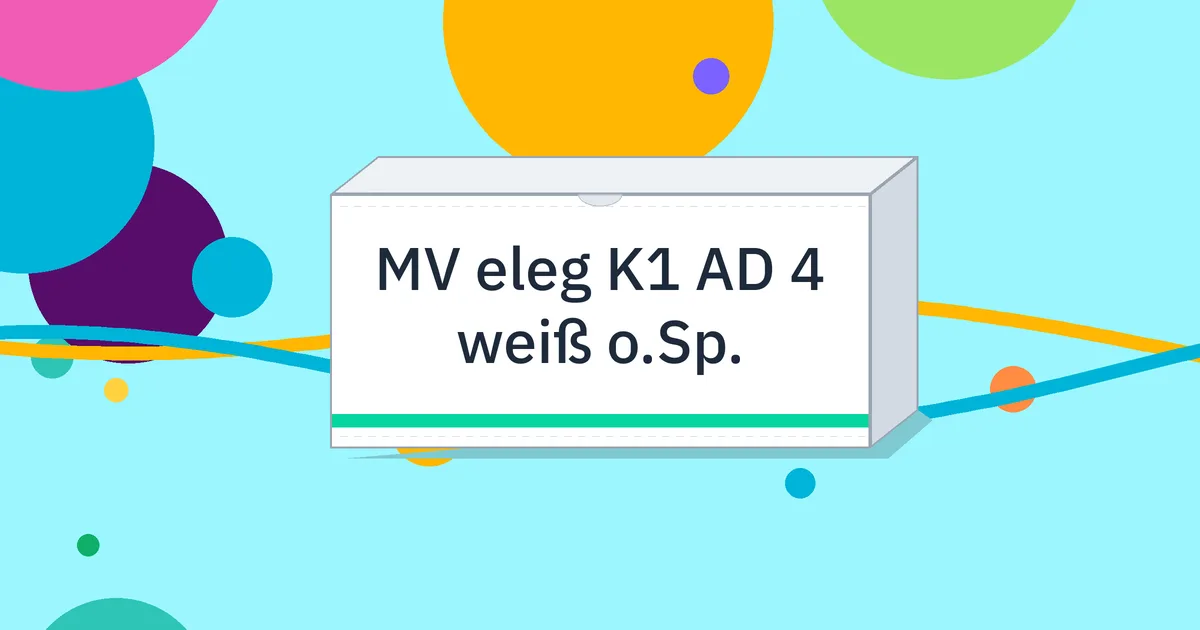 Symbolbild: Packung mit der Aufschrift MV eleg K1 AD 4 weiß o.Sp. (PZN 00333552) – Verfügbarkeit und Bezug in Apotheken in Frankfurt am Main