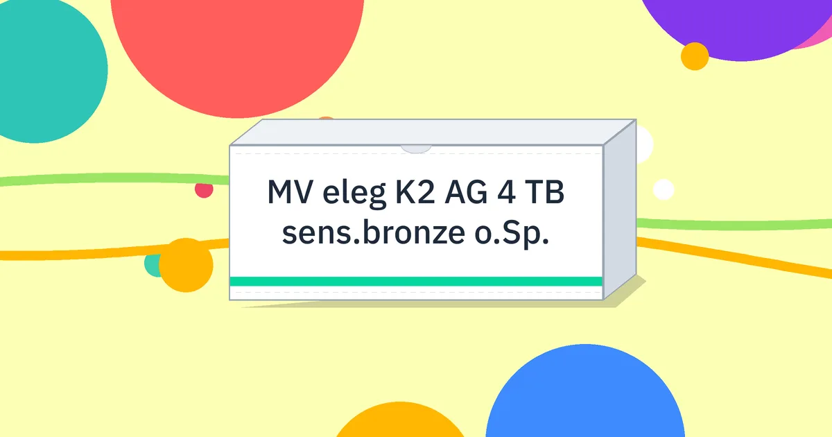Symbolbild: Packung mit der Aufschrift MV eleg K2 AG 4 TB sens.bronze o.Sp. (PZN 14718764) – Verfügbarkeit und Bezug in Apotheken in Frankfurt am Main