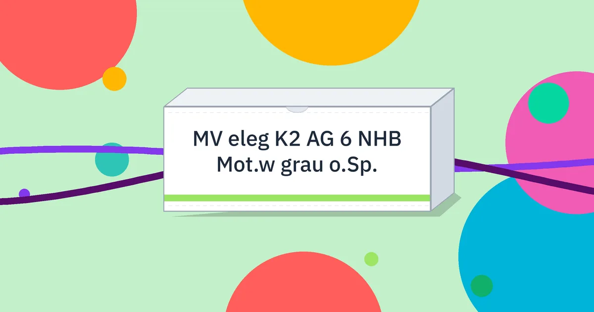 Symbolbild: Packung mit der Aufschrift MV eleg K2 AG 6 NHB Mot.w grau o.Sp. (PZN 18931207) – Verfügbarkeit und Bezug in Apotheken in Frankfurt am Main