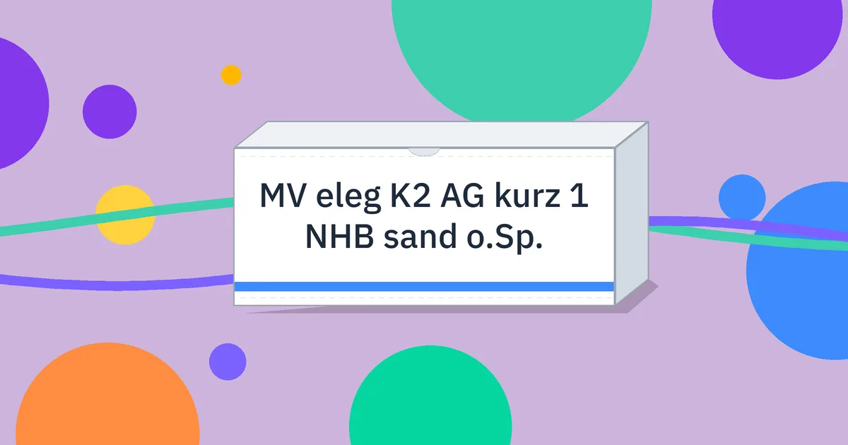Symbolbild: Packung mit der Aufschrift MV eleg K2 AG kurz 1 NHB sand o.Sp. (PZN 18925477) – Verfügbarkeit und Bezug in Apotheken in Frankfurt am Main