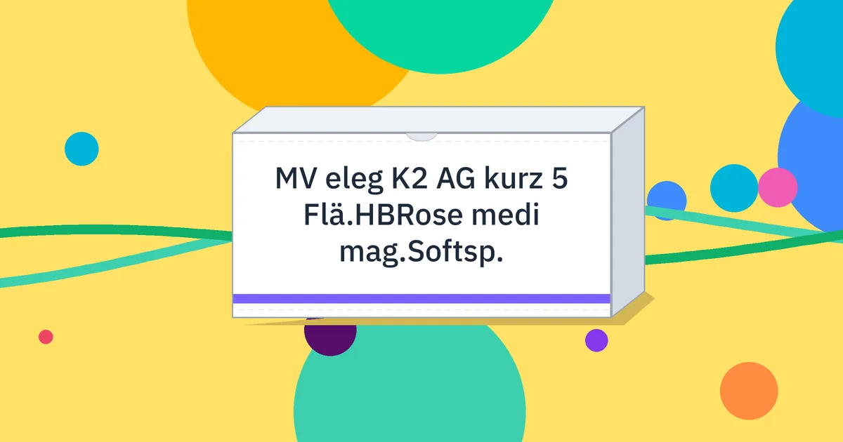 Symbolbild: Packung mit der Aufschrift MV eleg K2 AG kurz 5 Flä.HBRose medi mag.Softsp. (PZN 15704215) – Verfügbarkeit und Bezug in Apotheken in Frankfurt am Main