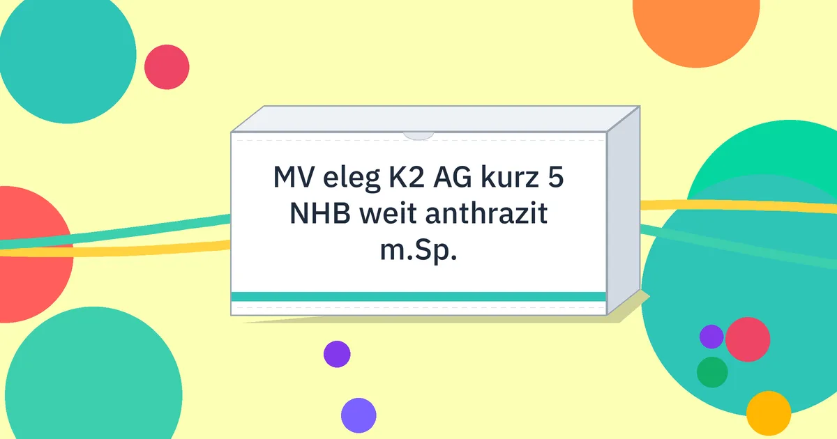 Symbolbild: Packung mit der Aufschrift MV eleg K2 AG kurz 5 NHB weit anthrazit m.Sp. (PZN 15714030) – Verfügbarkeit und Bezug in Apotheken in Frankfurt am Main