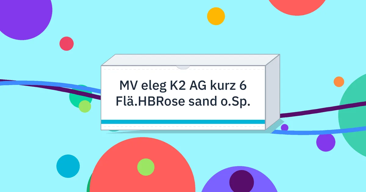 Symbolbild: Packung mit der Aufschrift MV eleg K2 AG kurz 6 Flä.HBRose sand o.Sp. (PZN 18925885) – Verfügbarkeit und Bezug in Apotheken in Frankfurt am Main