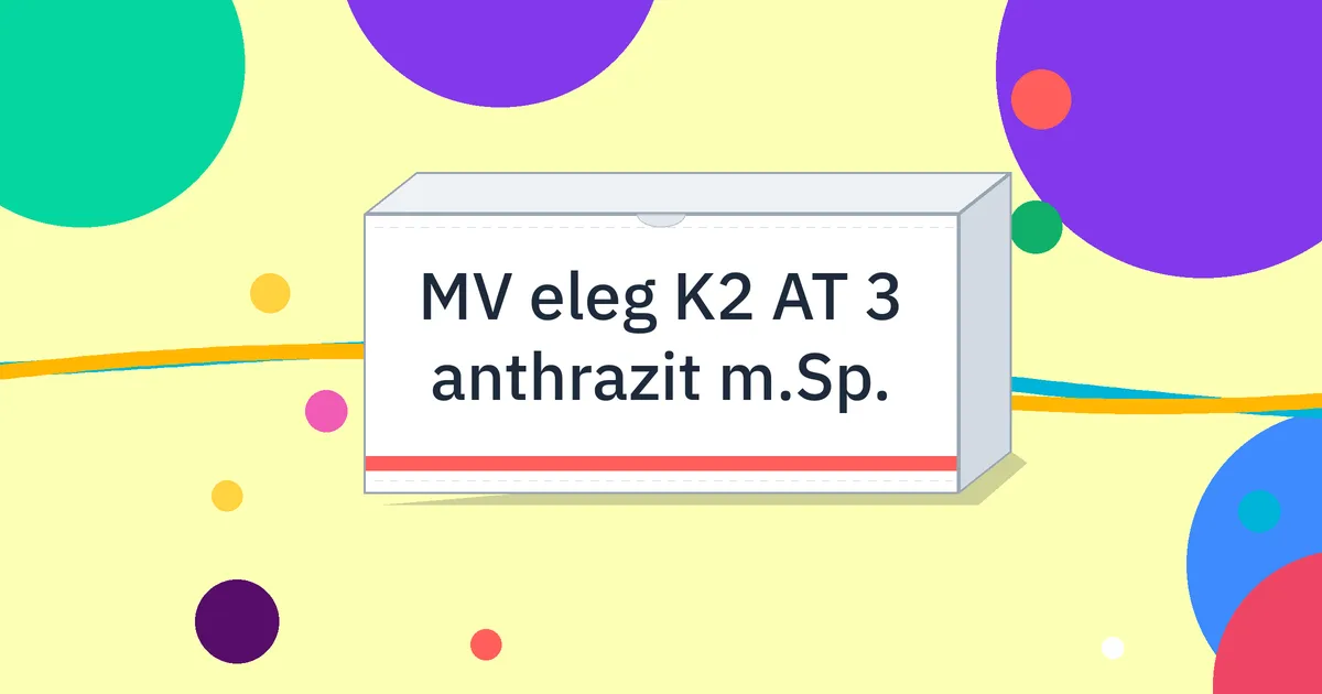 Symbolbild: Packung mit der Aufschrift MV eleg K2 AT 3 anthrazit m.Sp. (PZN 00642827) – Verfügbarkeit und Bezug in Apotheken in Frankfurt am Main