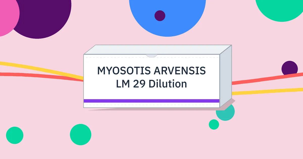 Symbolbild: Packung mit der Aufschrift MYOSOTIS ARVENSIS LM 29 Dilution (PZN 13612325) – Verfügbarkeit und Bezug in Apotheken in Frankfurt am Main