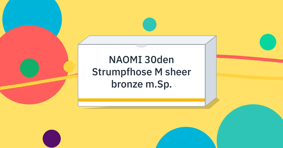 Symbolbild: Packung mit der Aufschrift NAOMI 30den Strumpfhose M sheer bronze m.Sp. (PZN 16178912) – Verfügbarkeit und Bezug in Apotheken in Frankfurt am Main