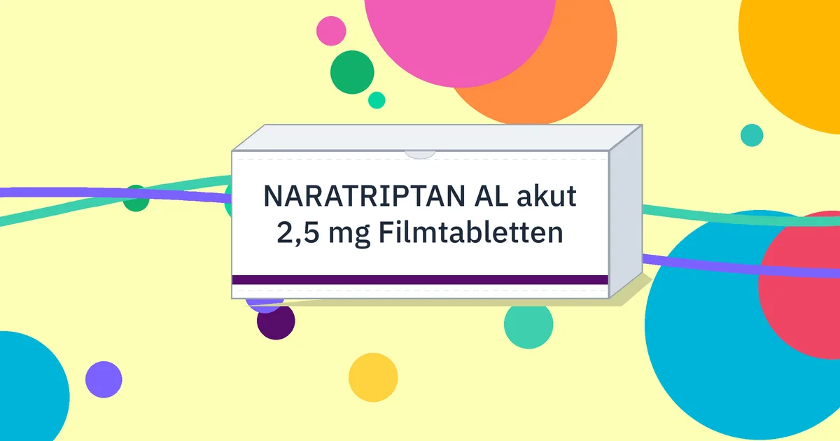 Symbolbild: Packung mit der Aufschrift NARATRIPTAN AL akut 2,5 mg Filmtabletten (PZN 09312936) – Verfügbarkeit und Bezug in Apotheken in Frankfurt am Main