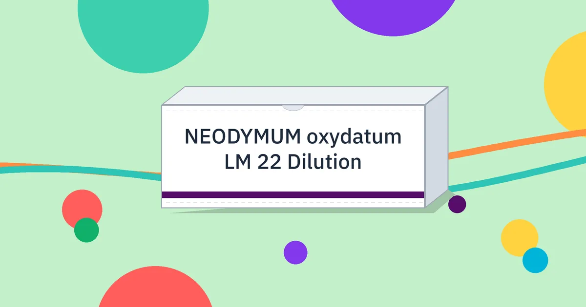 Symbolbild: Packung mit der Aufschrift NEODYMUM oxydatum LM 22 Dilution (PZN 13617825) – Verfügbarkeit und Bezug in Apotheken in Frankfurt am Main