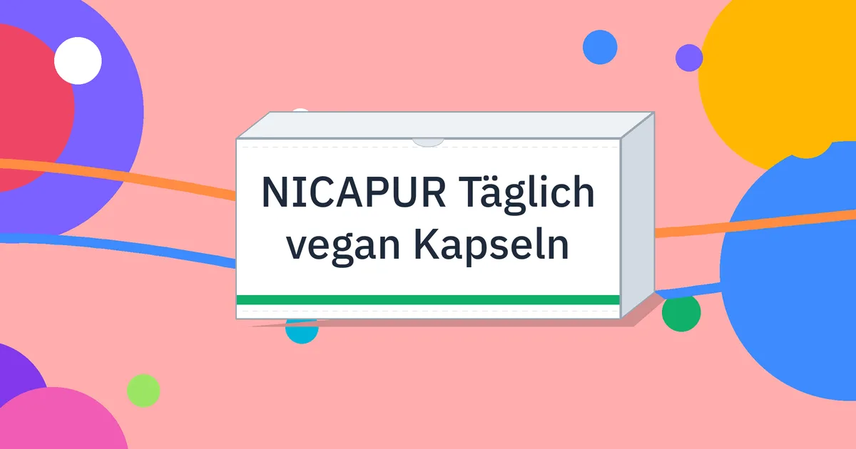 Symbolbild: Packung mit der Aufschrift NICAPUR Täglich vegan Kapseln (PZN 16764389) – Verfügbarkeit und Bezug in Apotheken in Frankfurt am Main