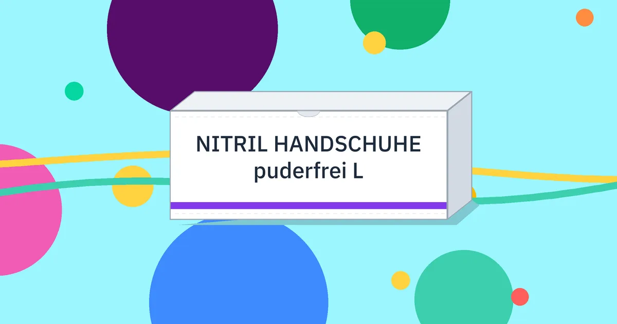 Symbolbild: Packung mit der Aufschrift NITRIL HANDSCHUHE puderfrei L (PZN 00080890) – Verfügbarkeit und Bezug in Apotheken in Frankfurt am Main