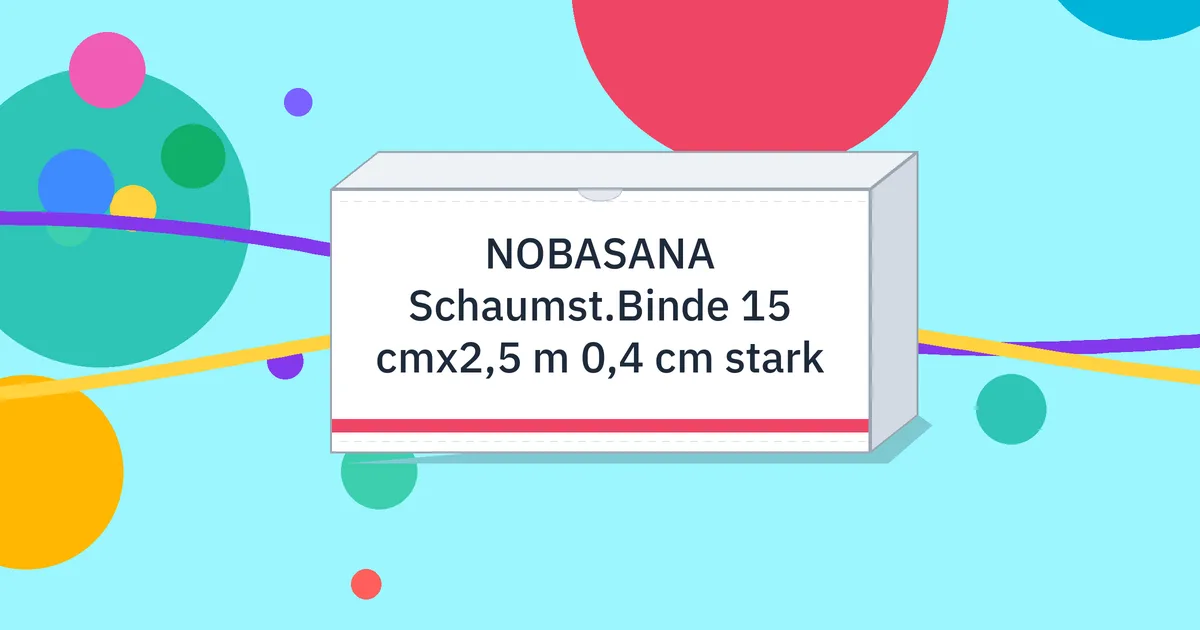 Symbolbild: Packung mit der Aufschrift NOBASANA Schaumst.Binde 15 cmx2,5 m 0,4 cm stark (PZN 07571763) – Verfügbarkeit und Bezug in Apotheken in Frankfurt am Main