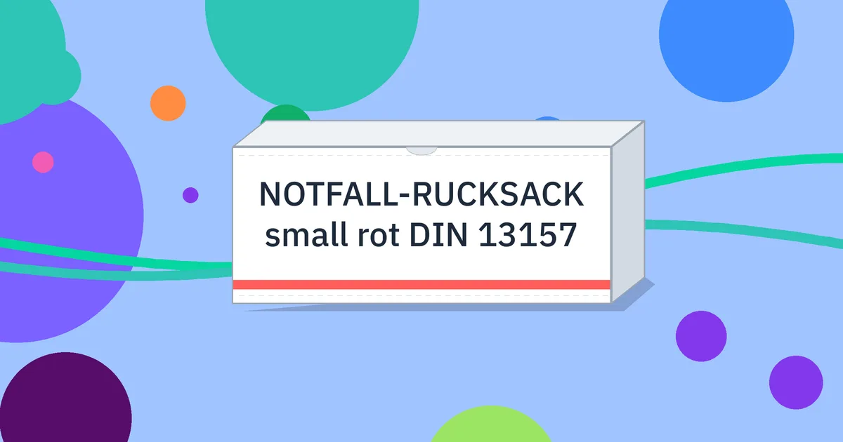 Symbolbild: Packung mit der Aufschrift NOTFALL-RUCKSACK small rot DIN 13157 (PZN 12492422) – Verfügbarkeit und Bezug in Apotheken in Frankfurt am Main