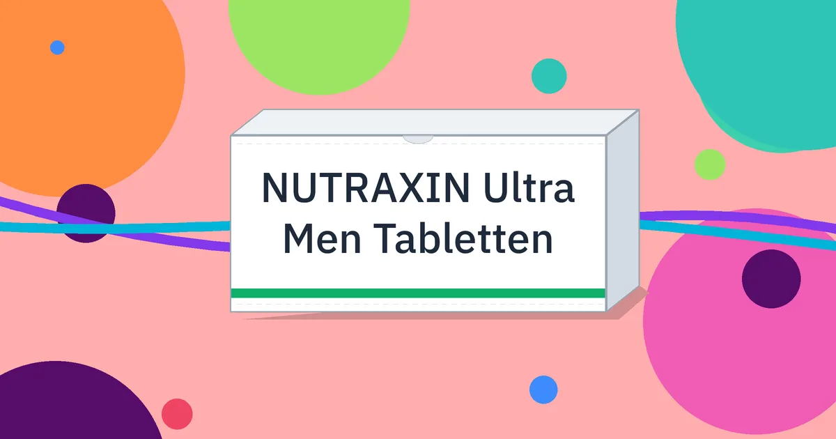 Symbolbild: Packung mit der Aufschrift NUTRAXIN Ultra Men Tabletten (PZN 17576081) – Verfügbarkeit und Bezug in Apotheken in Frankfurt am Main