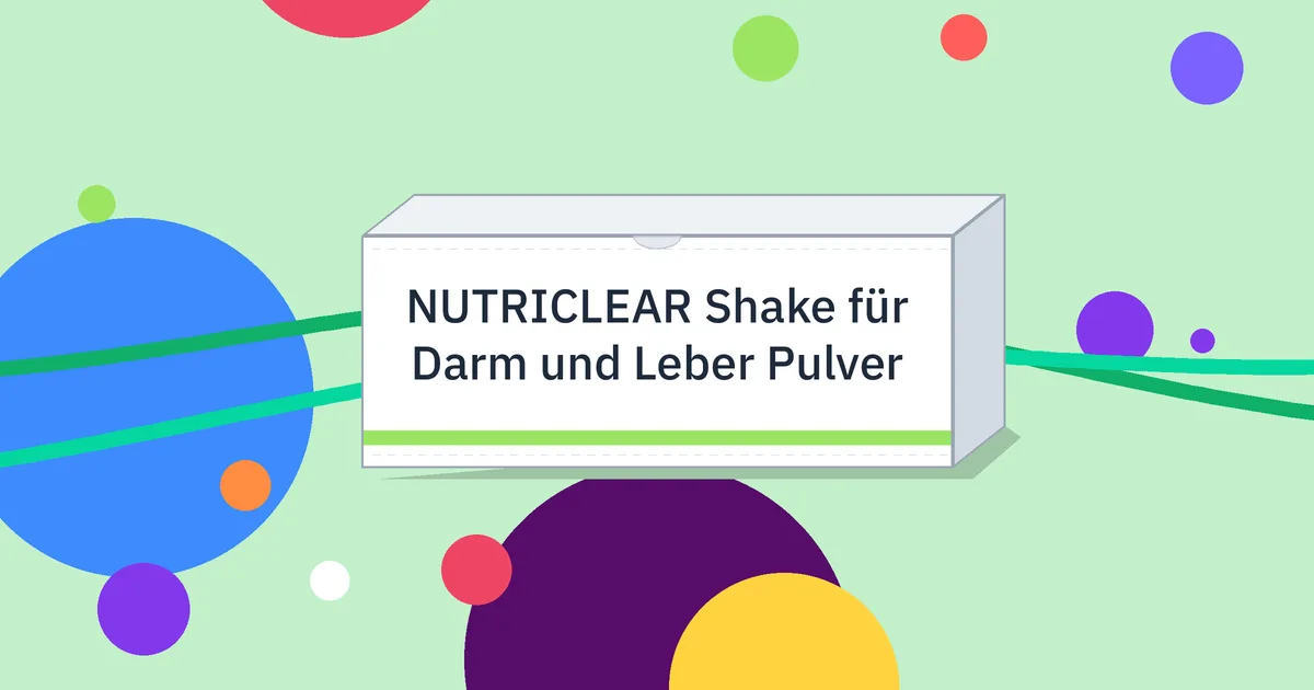 Symbolbild: Packung mit der Aufschrift NUTRICLEAR Shake für Darm und Leber Pulver (PZN 17146363) – Verfügbarkeit und Bezug in Apotheken in Frankfurt am Main