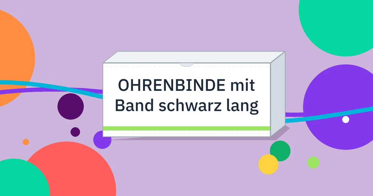 Symbolbild: Packung mit der Aufschrift OHRENBINDE mit Band schwarz lang (PZN 03024455) – Verfügbarkeit und Bezug in Apotheken in Frankfurt am Main