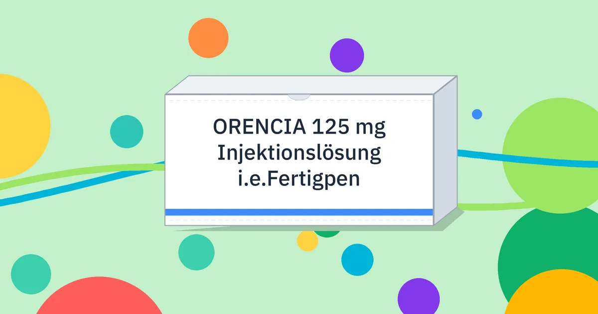 Symbolbild: Packung mit der Aufschrift ORENCIA 125 mg Injektionslösung i.e.Fertigpen (PZN 19177468) – Verfügbarkeit und Bezug in Apotheken in Frankfurt am Main