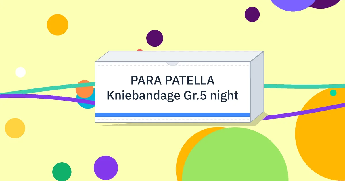 Symbolbild: Packung mit der Aufschrift PARA PATELLA Kniebandage Gr.5 night (PZN 03317424) – Verfügbarkeit und Bezug in Apotheken in Frankfurt am Main