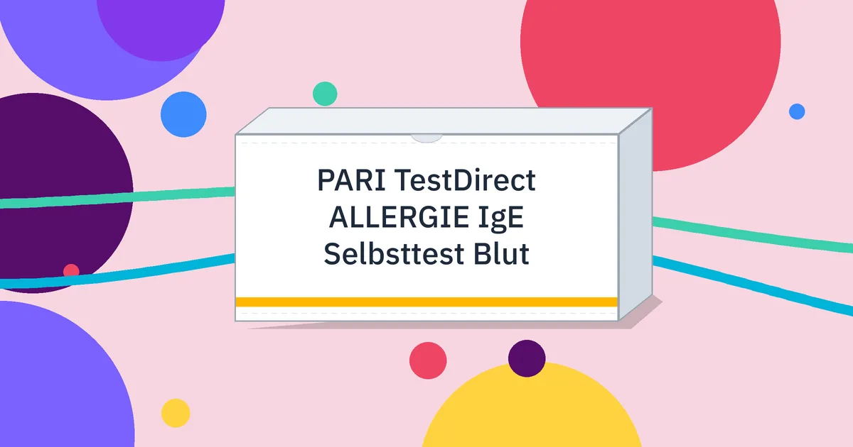 Symbolbild: Packung mit der Aufschrift PARI TestDirect ALLERGIE IgE Selbsttest Blut (PZN 18758708) – Verfügbarkeit und Bezug in Apotheken in Frankfurt am Main