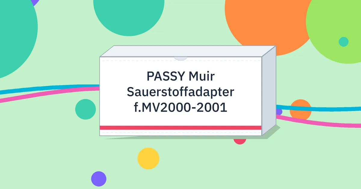 Symbolbild: Packung mit der Aufschrift PASSY Muir Sauerstoffadapter f.MV2000-2001 (PZN 04396992) – Verfügbarkeit und Bezug in Apotheken in Frankfurt am Main