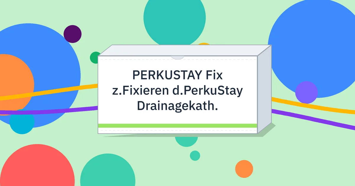 Symbolbild: Packung mit der Aufschrift PERKUSTAY Fix z.Fixieren d.PerkuStay Drainagekath. (PZN 15408178) – Verfügbarkeit und Bezug in Apotheken in Frankfurt am Main