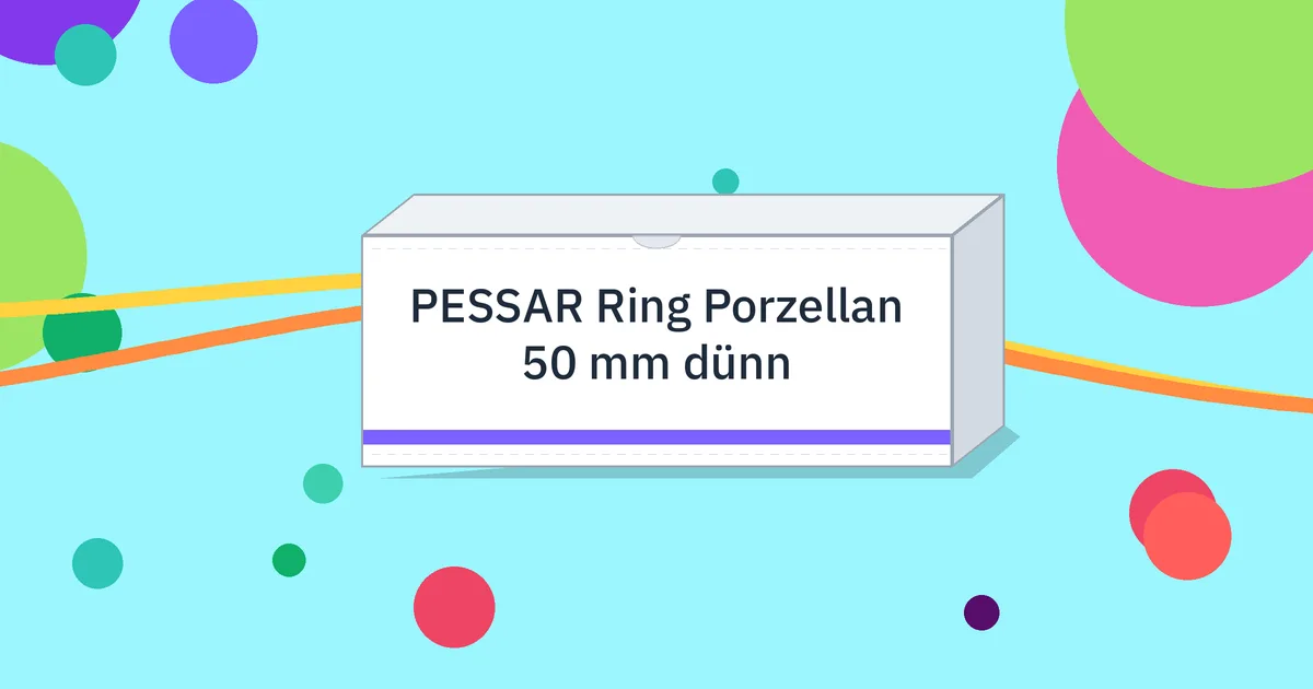 Symbolbild: Packung mit der Aufschrift PESSAR Ring Porzellan 50 mm dünn (PZN 01733319) – Verfügbarkeit und Bezug in Apotheken in Frankfurt am Main