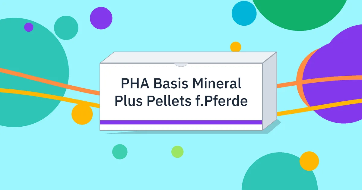 Symbolbild: Packung mit der Aufschrift PHA Basis Mineral Plus Pellets f.Pferde (PZN 09670676) – Verfügbarkeit und Bezug in Apotheken in Frankfurt am Main